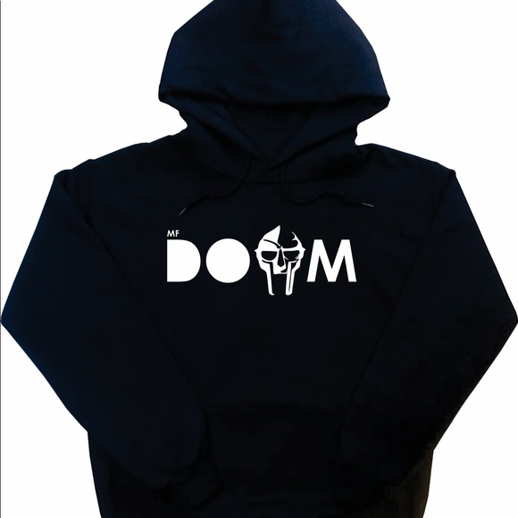 Gildan | Shirts | Mf Doom Hoodie Doom Design With Mask Black White ...